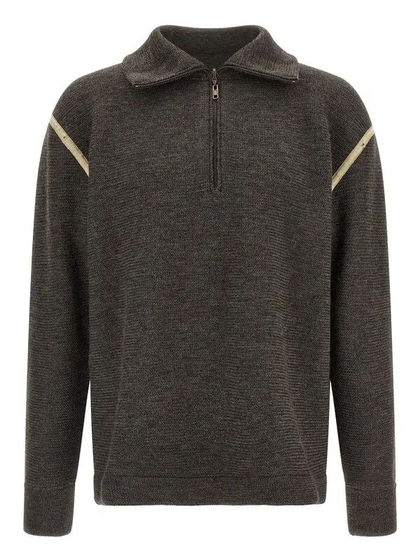 MAISON MARGIELA Elbow Patch Quarter-zip Reversible Sweater - Gray