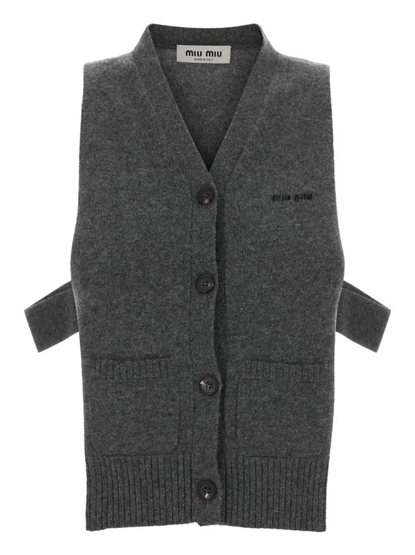 Miu Miu Dark Grey Cashmere Vest - Gray