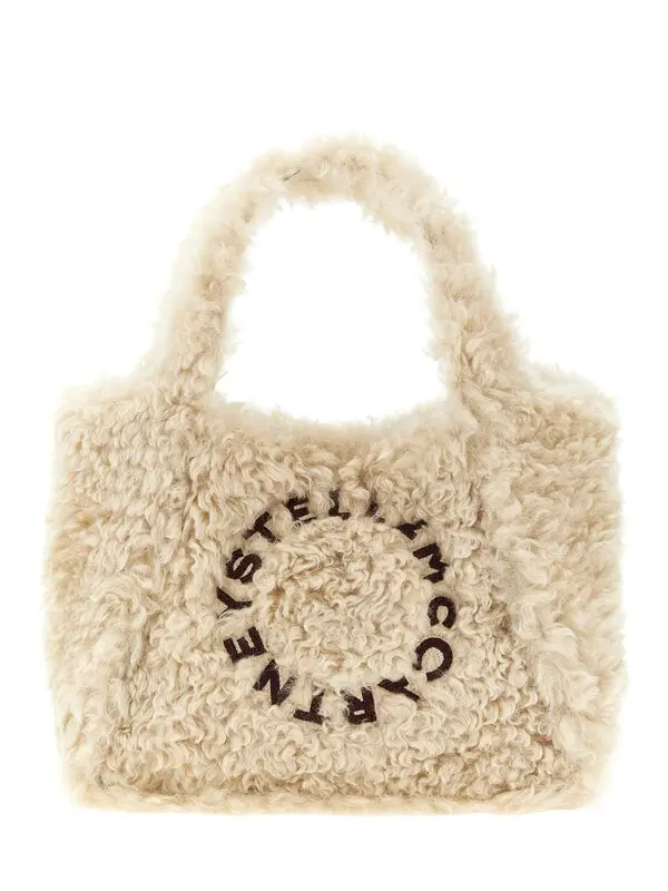Stella McCartney Shearling Logo Shopping Bag - Cream