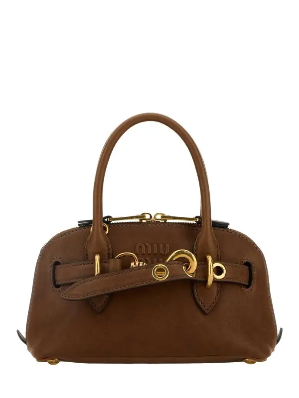 Miu Miu Caramel Leather Mini Aventure Handbag - Brown