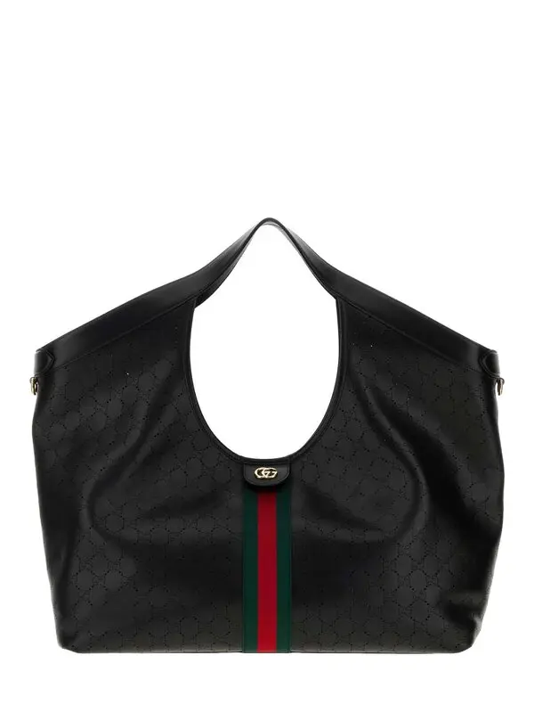 Gucci Leather Large Giglio Shopping Bag - Black