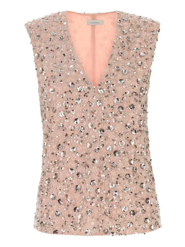 Rabanne Embellished Crepe Top - Pink