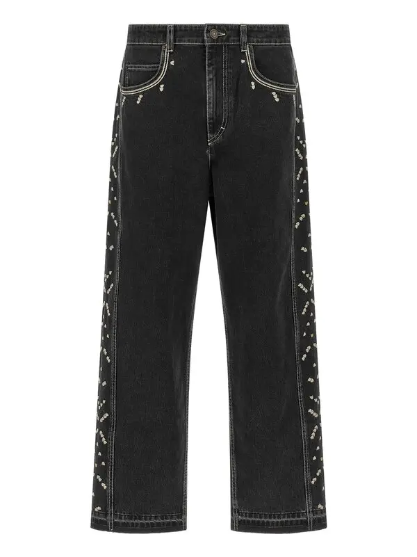 Isabel Marant Étoile Marant 'jorian' Jeans With Embroideries - Black