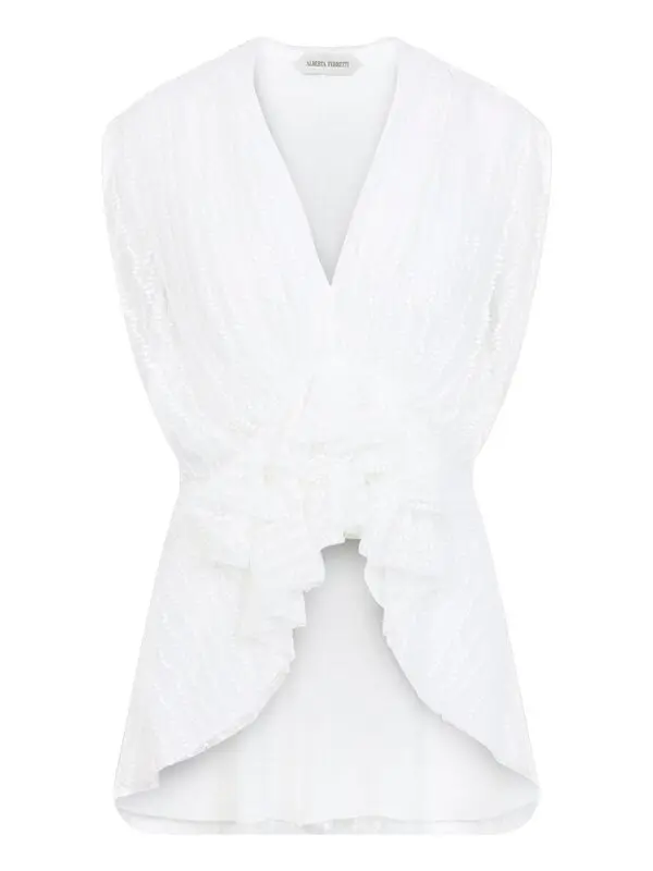 Alberta Ferretti Tulle Top - White