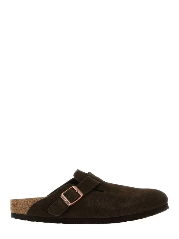 BIRKENSTOCK Suede Boston Slippers - Brown