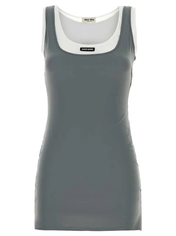 Miu Miu Stretch Nylon Mini Dress - Grey