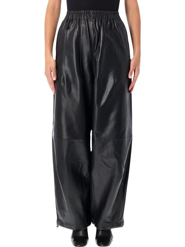 THE FRANKIE SHOP Wide-leg Leather Trousers - Nero