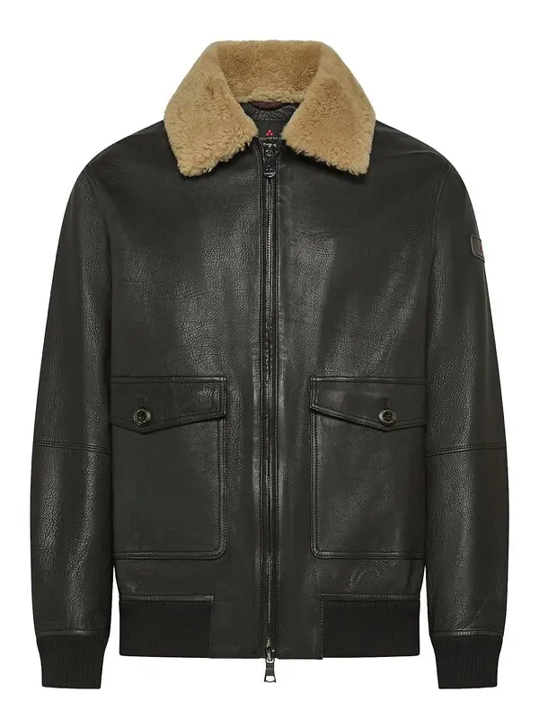 Peuterey Shearling Collar Leather Jacket - Nero