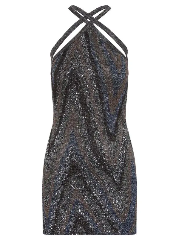 Missoni Halter Neck Sequin Knit Mini Dress - Black