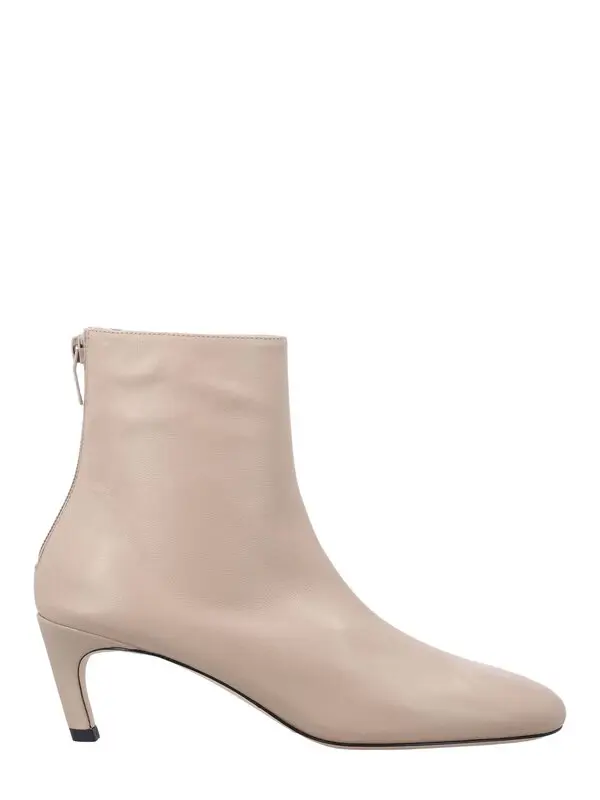 TOTEME Soft Nappa Ankle Boots With Mid Heel And Back Zip - Chai