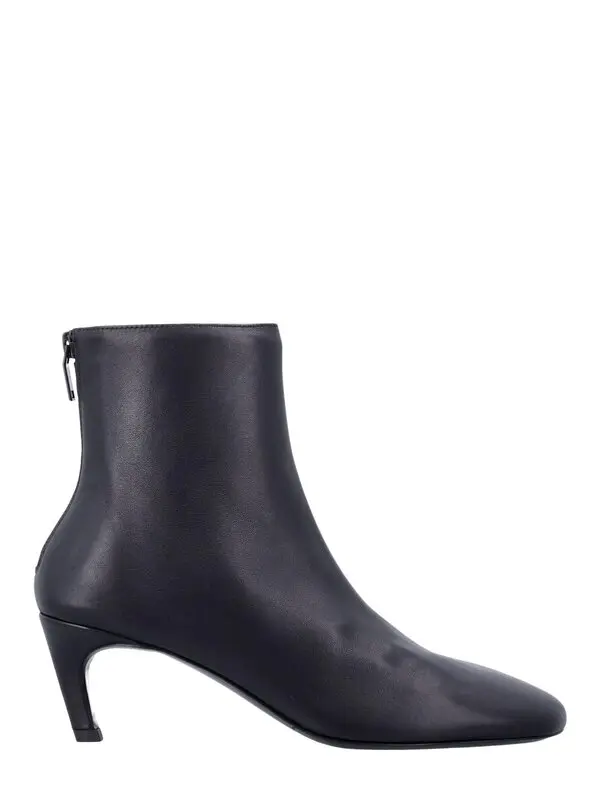 TOTEME Soft Nappa Ankle Boots With Mid Heel And Back Zip - Nero
