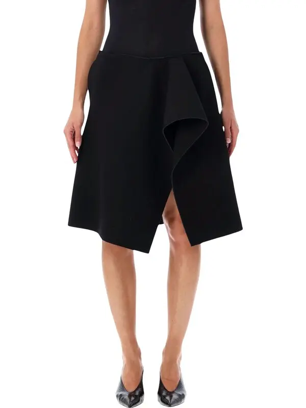 TOTEME Asymmetrical Wrap Midi Skirt - Nero