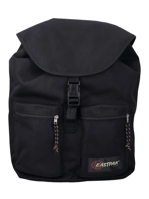 EASTPAK Canvas Roll-top Backpack With Front Zip Pockets - Nero