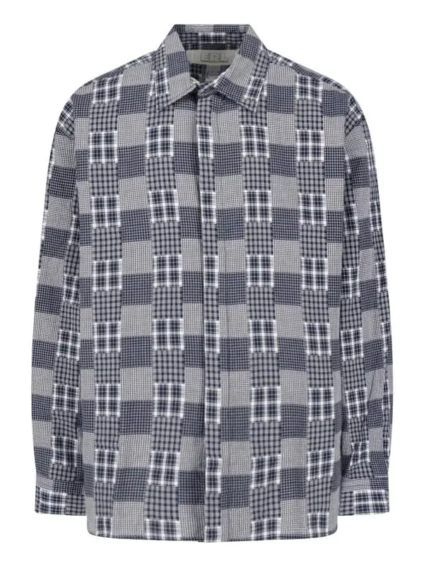 ERL Patchwork Plaid Cotton Shirt - Blue