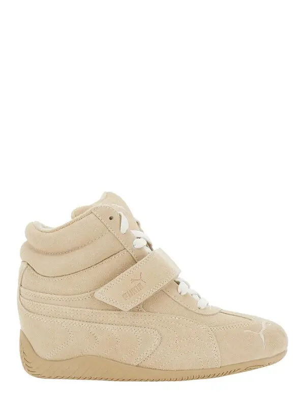 PUMA Speedcat Wedge Wns Tech Fabric Lace-up Sneakers With 8 Cm Heel - Beige