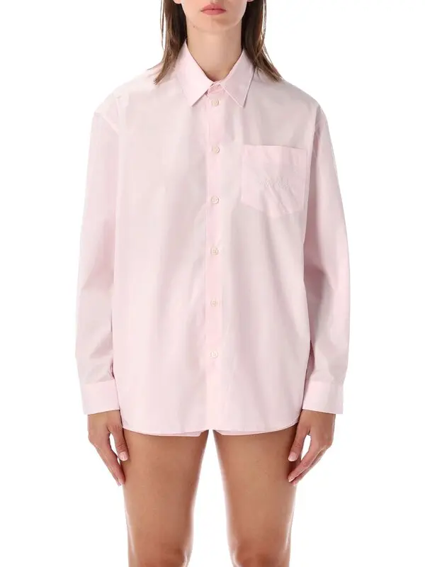 Sporty & Rich Oversized Cotton Button-up Shirt - Rosa
