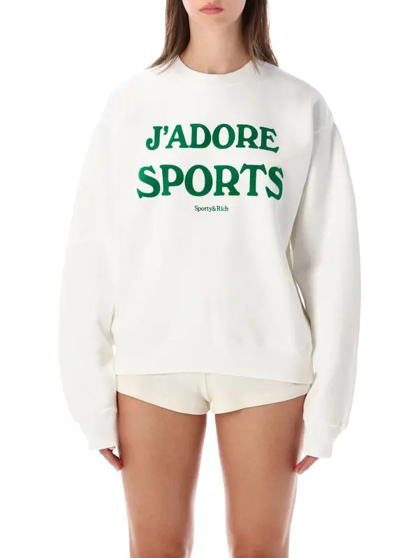 Sporty & Rich Graphic Cotton Crewneck Sweatshirt - Verde