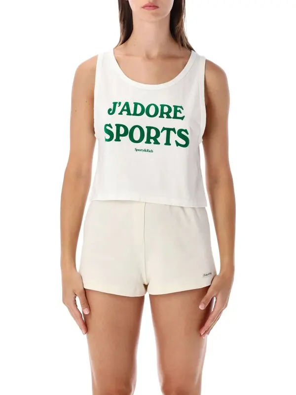 Sporty & Rich Graphic Cropped Tank Top - Verde