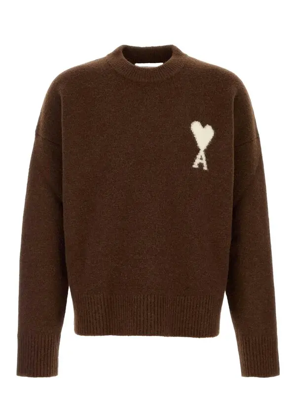AMI Paris Stretch Alpaca-blend Sweater - Brown