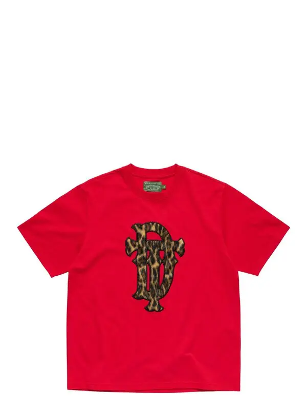 DENIM TEARS Faux Fur Leopard Tee - Red