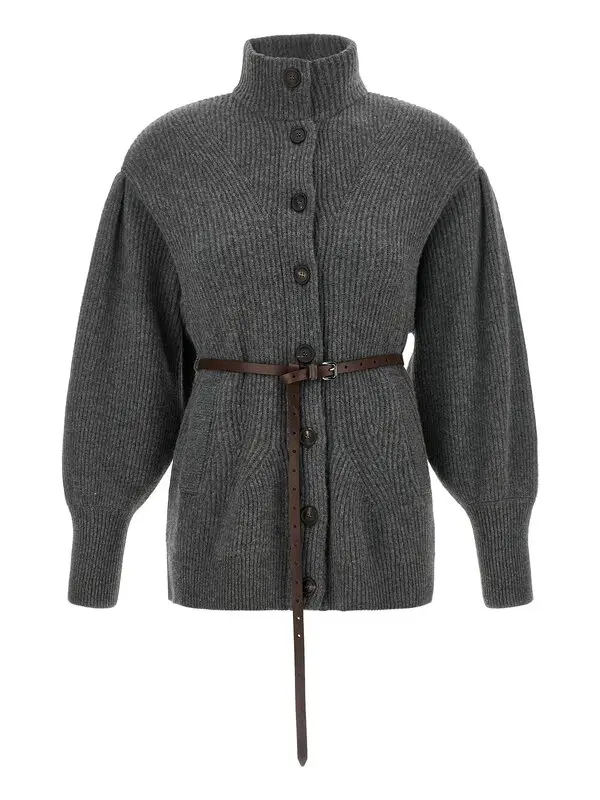 Brunello Cucinelli Belted Cardigan - Gray