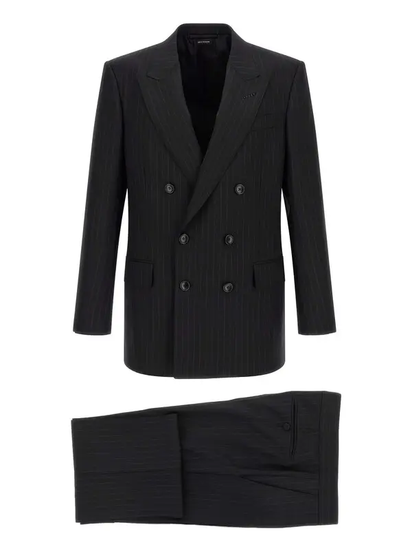 TOM FORD Pinstriped Double-breasted Dress - Black