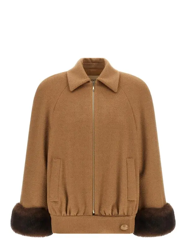 Valentino Garavani Fur Insert Caban - Brown