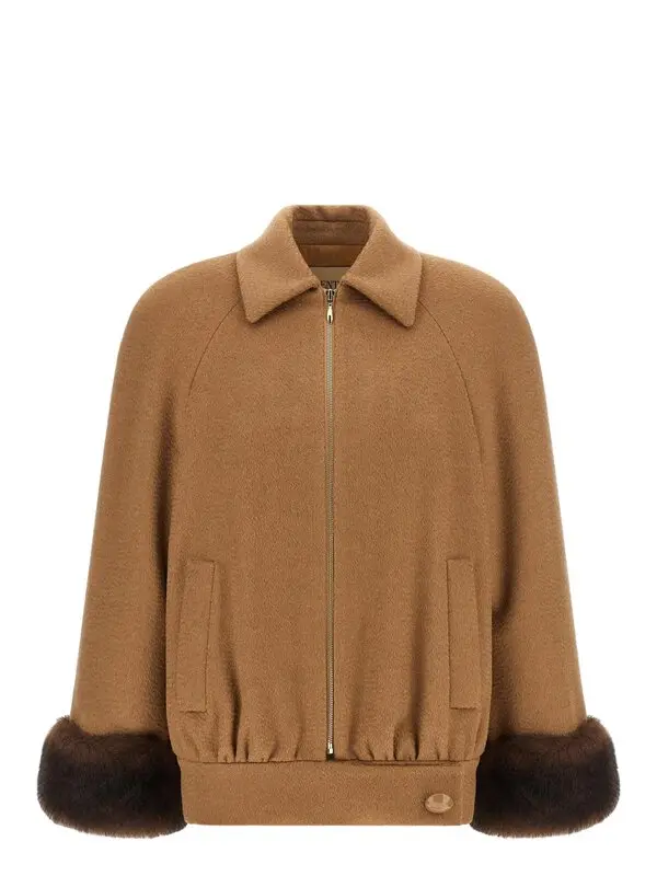 Valentino Garavani Fur Insert Caban - Brown