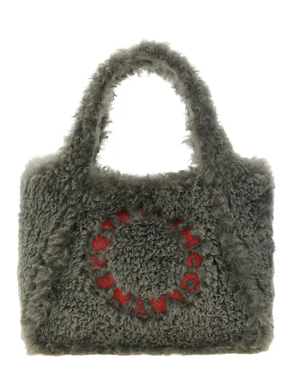 Stella McCartney Shearling Logo Shopping Bag - Gray