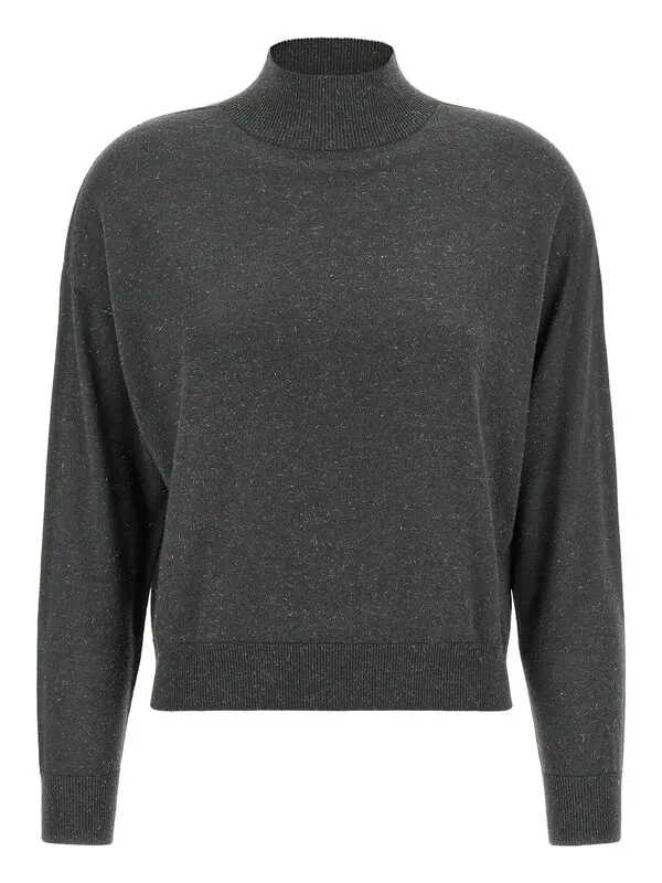 Peserico Lamé Thread Turtleneck Sweater - Gray