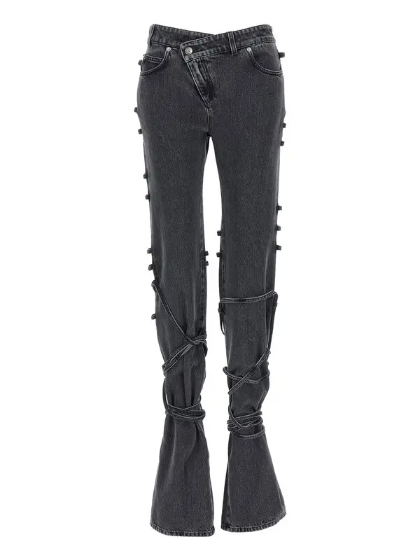 Alexander McQueen Jeans Asymmetric Closure - Black