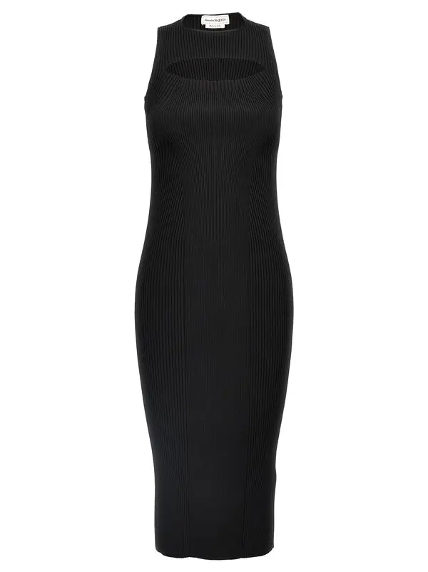 Alexander McQueen Ribbed Knit Dress - Black