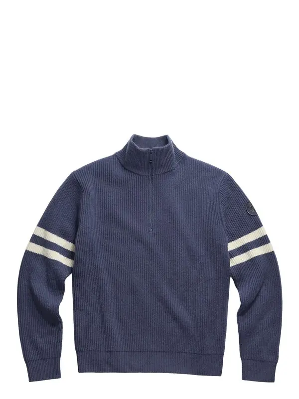 Canada Goose Mckinney Striped Knit Quarter Zip - Dusk Blue/bone