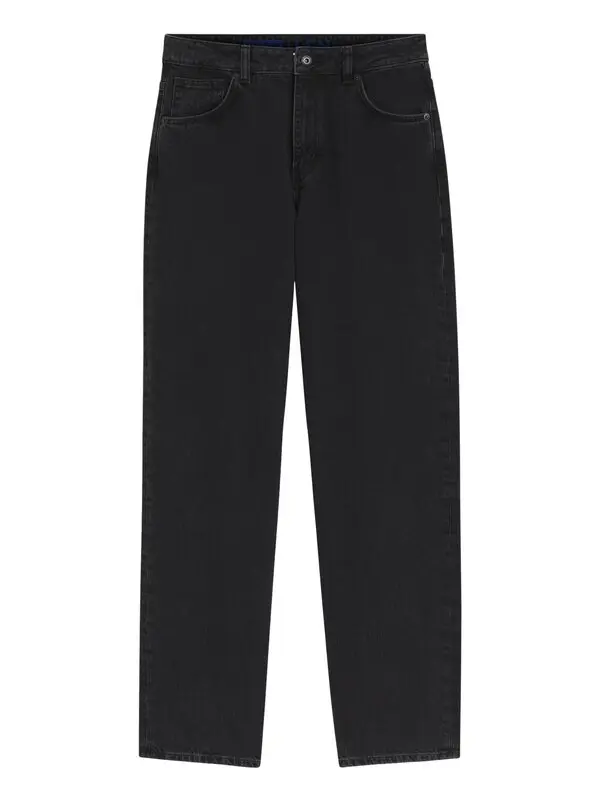 Hugo Wide-leg Loose-fit Jeans In Cotton - Black