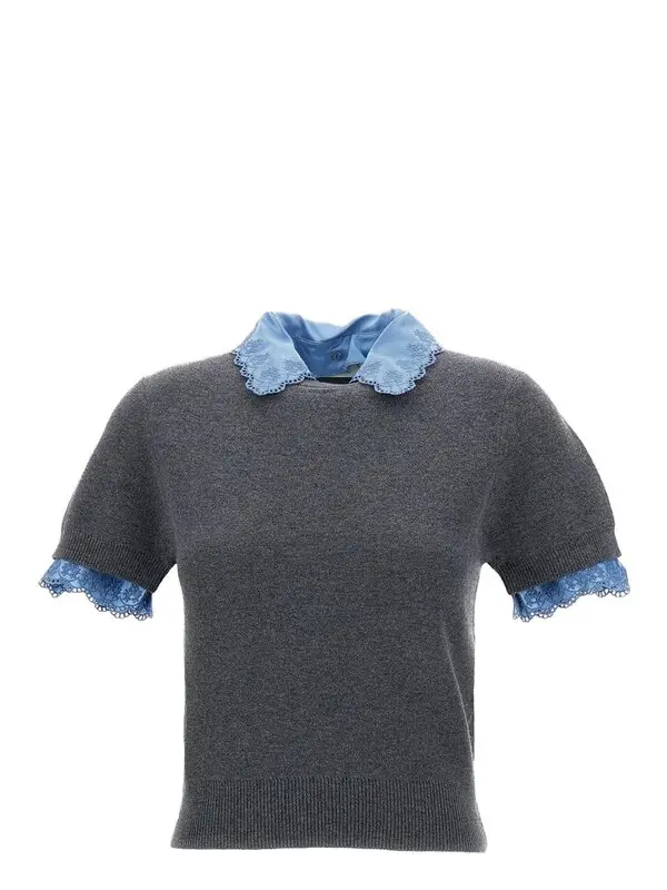 Rabanne Knitted T-shirt With Satin Collar - Multicolor