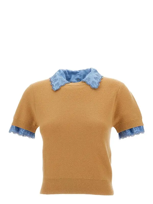 Rabanne Knitted T-shirt With Satin Collar - Multicolor
