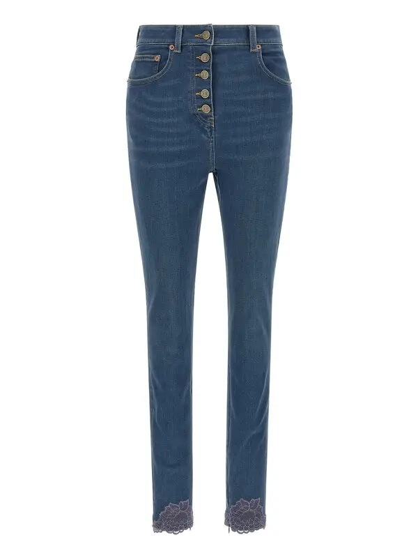 Valentino Garavani Lace Insert Jeans - Blue