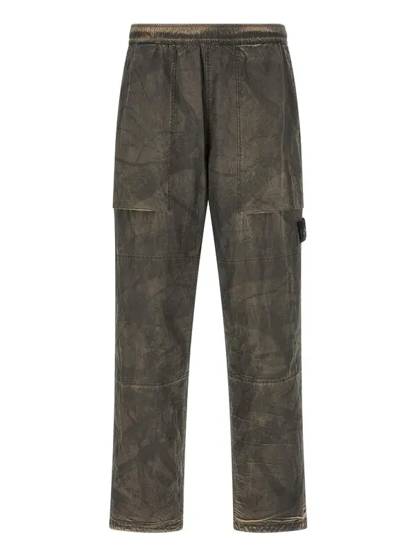 Stone Island Printed Pants With Logo Badge - Gray