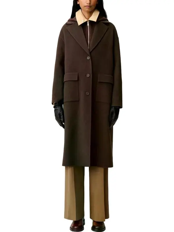 Claudie Pierlot Long Tailored Collar Wool Coat - Brown