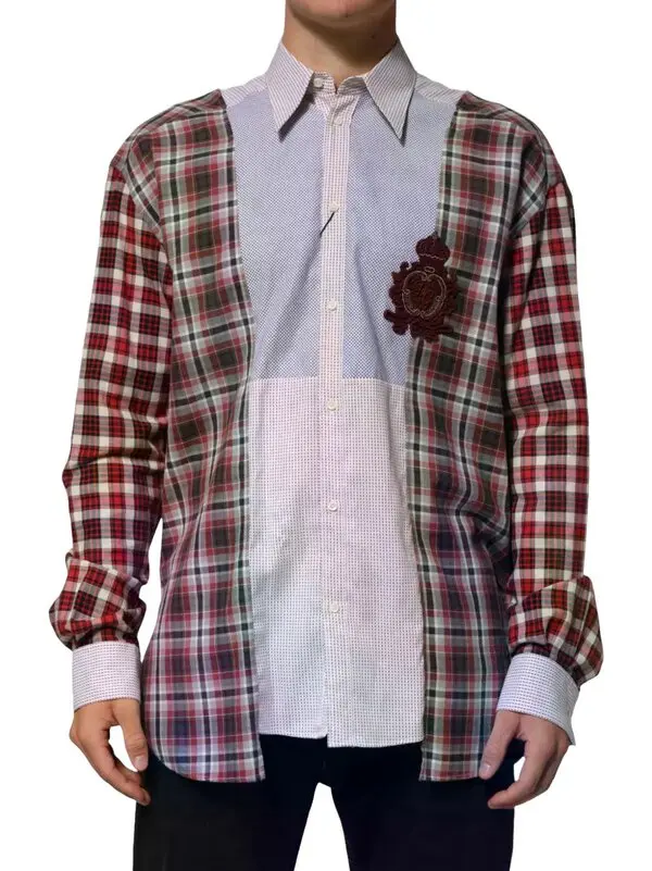 Dolce & Gabbana Patchwork Checkered Shirt - Red