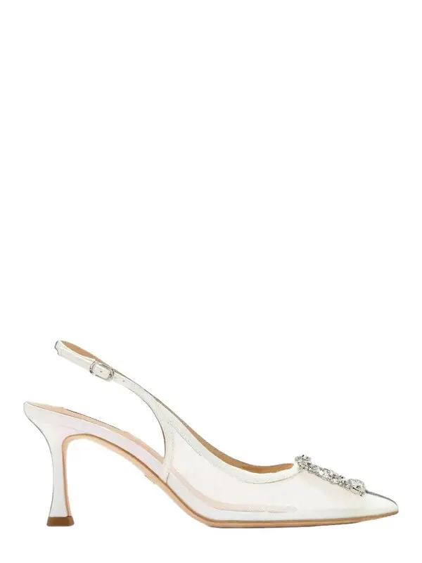 Badgley Mischka Yuta Crystal-embellished Mesh Pumps - White