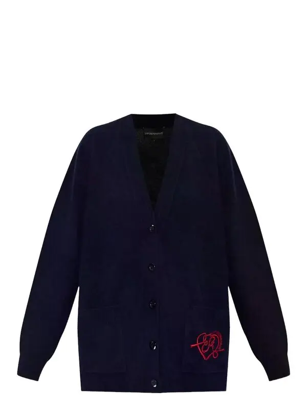 Emporio Armani Embroidered Patch-pocket Cardigan - Blue