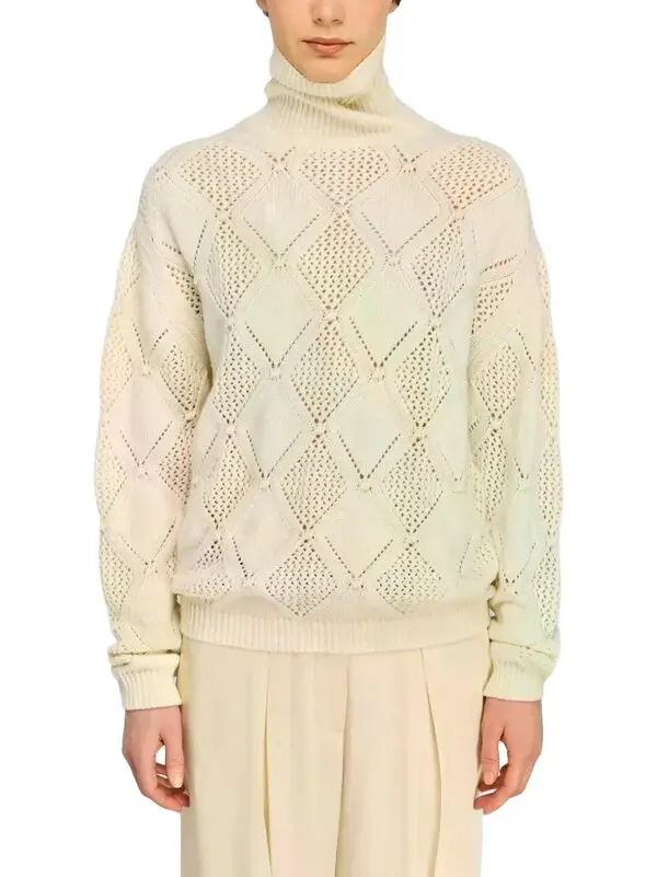 SEMICOUTURE Magdalena Diamond-pointelle Sweater - Neutrals