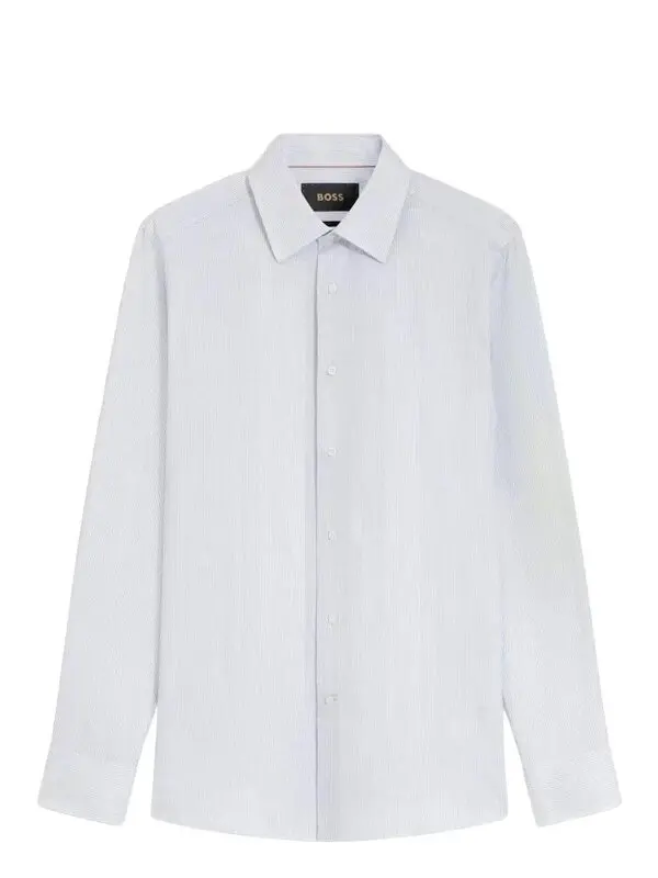 BOSS Slim-fit Shirt In Striped Italian-made Cotton - White