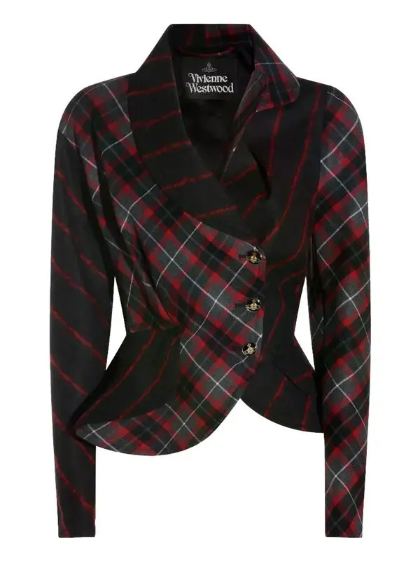 VIVIENNE WESTWOOD Stormy Tartan-check Asymmetric Jacket - Black