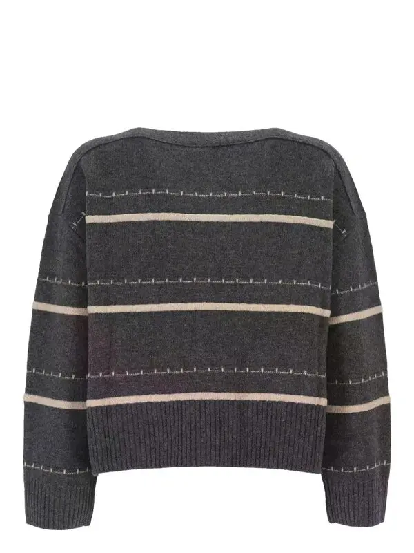 PENNYBLACK Striped Boat-neck Sweater - Grey