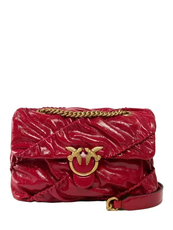 Pinko Love Birds Ruched Shoulder Bag - Red
