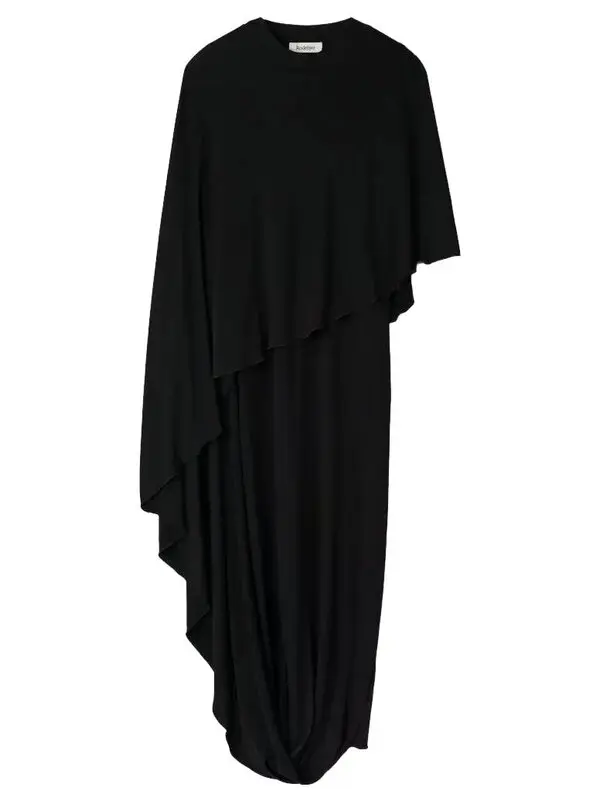 Rodebjer Kate Caped Asymmetrical Midi Dress - Black
