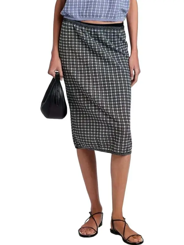 Proenza Schouler White Label Lori Plaid Knit Midi Skirt - Grey