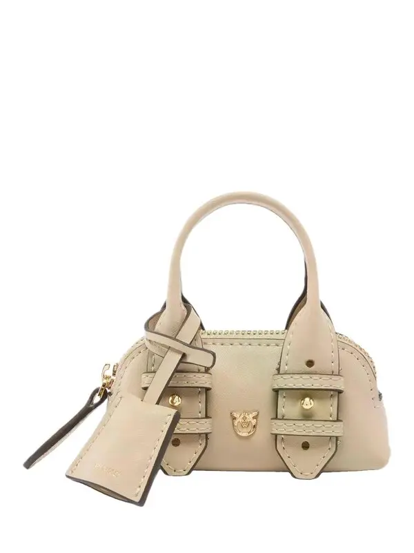 Pinko Logo-plaque Leather Mini Bag - Neutrals